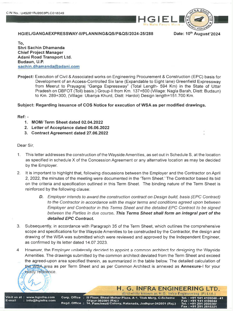 02 1139 - O - 01 - 288 - 10.08.2024 - Regarding Issuance of COS Notice ...