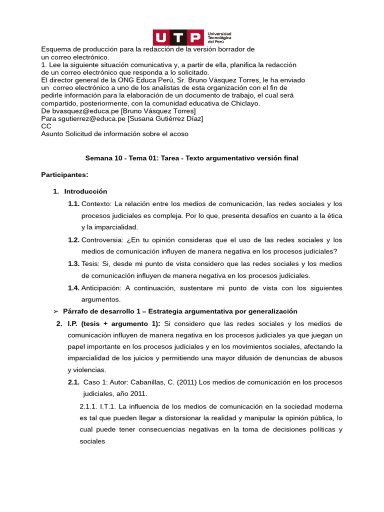 Semana 10 - Tema 01 - Tarea - Texto Argumentativo Cuadro Naty | PDF