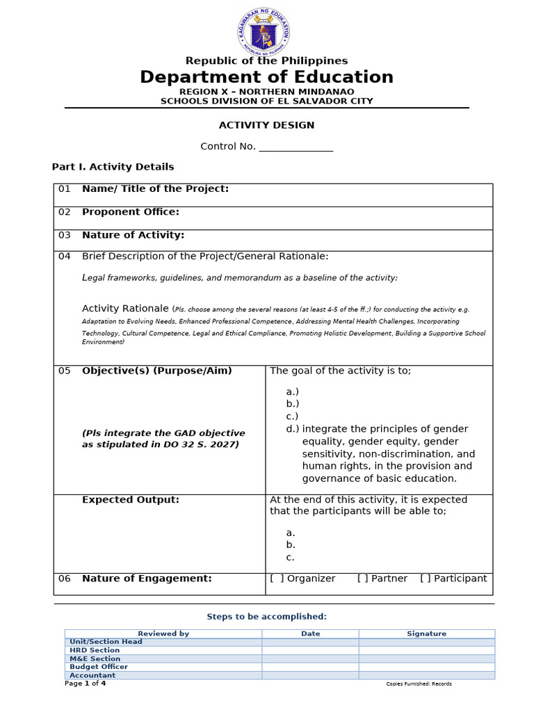 Activity Design - School Based - New Header | PDF | Career & Growth ...