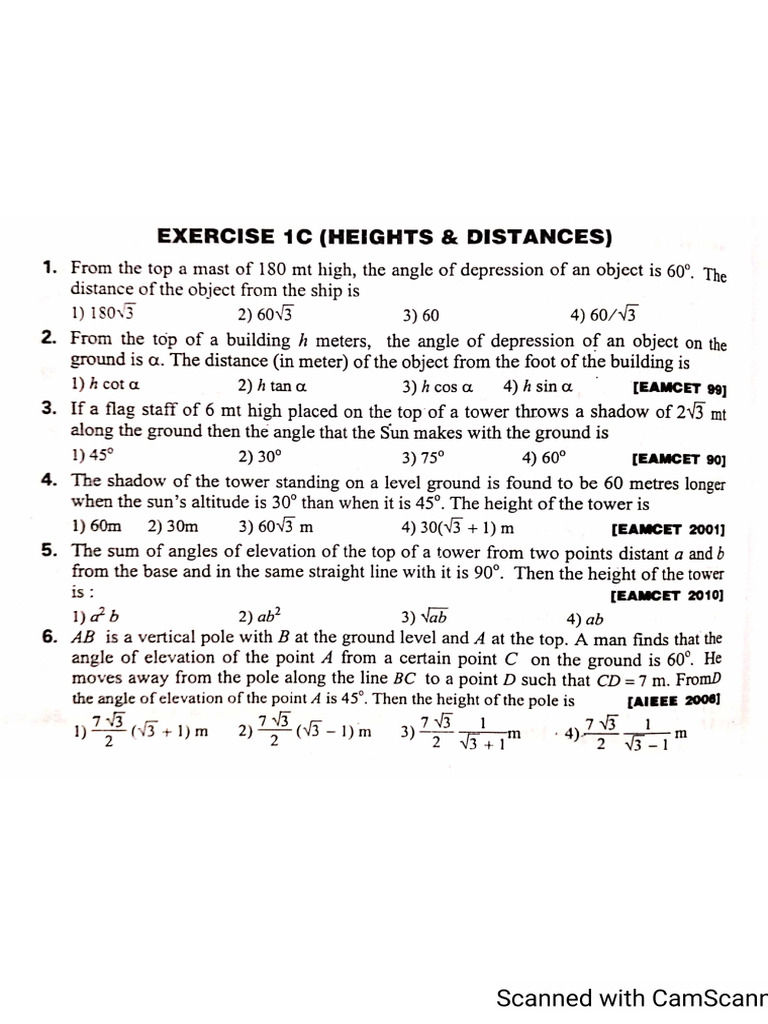 Heights & Distances - WS | PDF