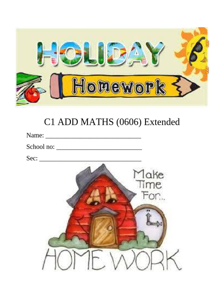 C1 Add Math Holidays Homework 2024 | PDF