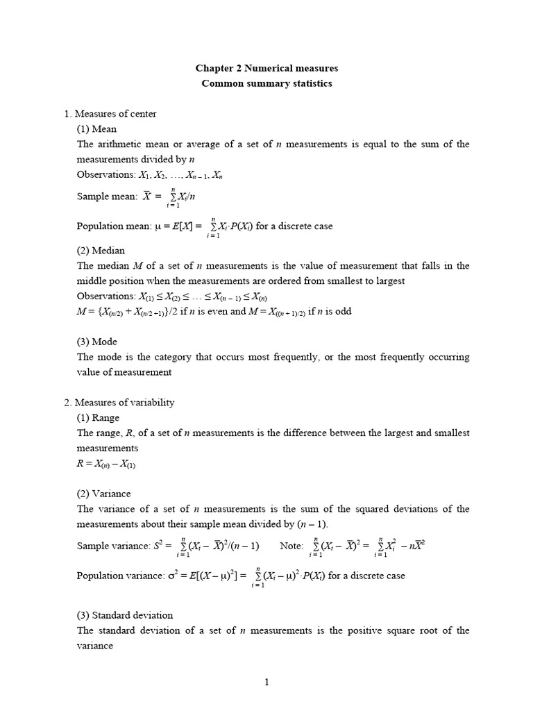 02.numerical Measures | PDF