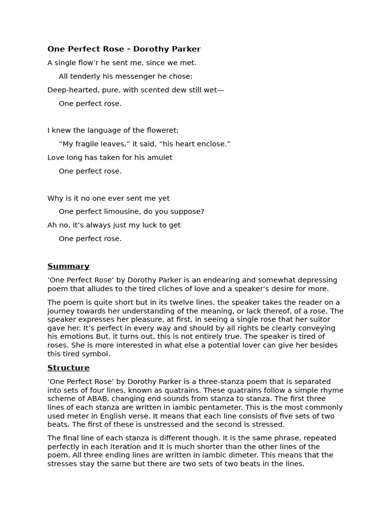 One Perfect Rose | PDF