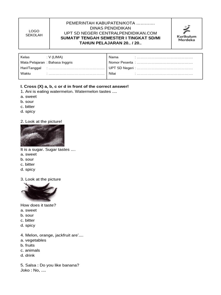 STS Bahasa Inggris K-5 SEM 1 | PDF