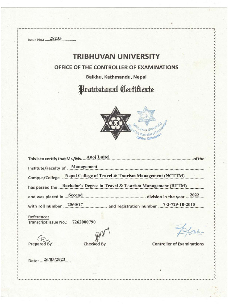 Bachelor Provisional | PDF