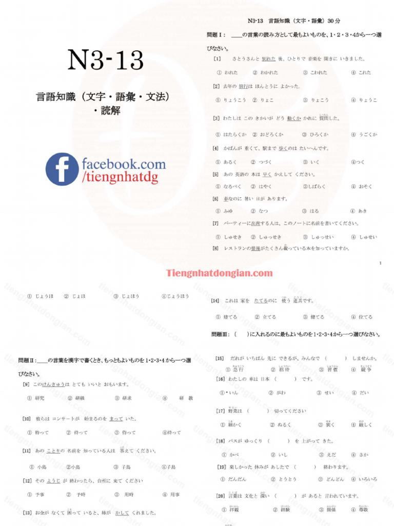 De Thi JLPT n3 13 | PDF