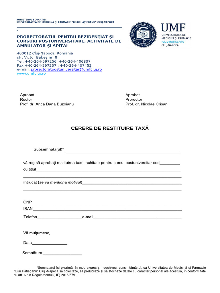 Cerere-restituire-taxa-CPU | PDF