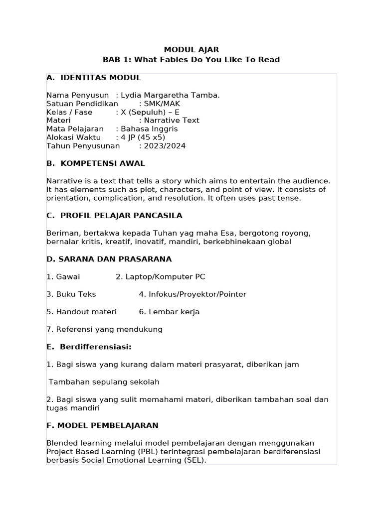 Fase e Chapter 1 (Narrative Text) | PDF | Linguistic Morphology | Linguistics