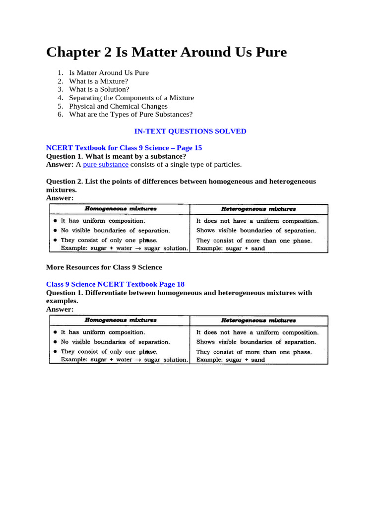 ch.2 Matter Around Us Pure | PDF