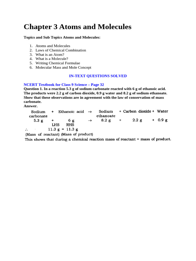 ch.3 Atoms and Molecules | PDF