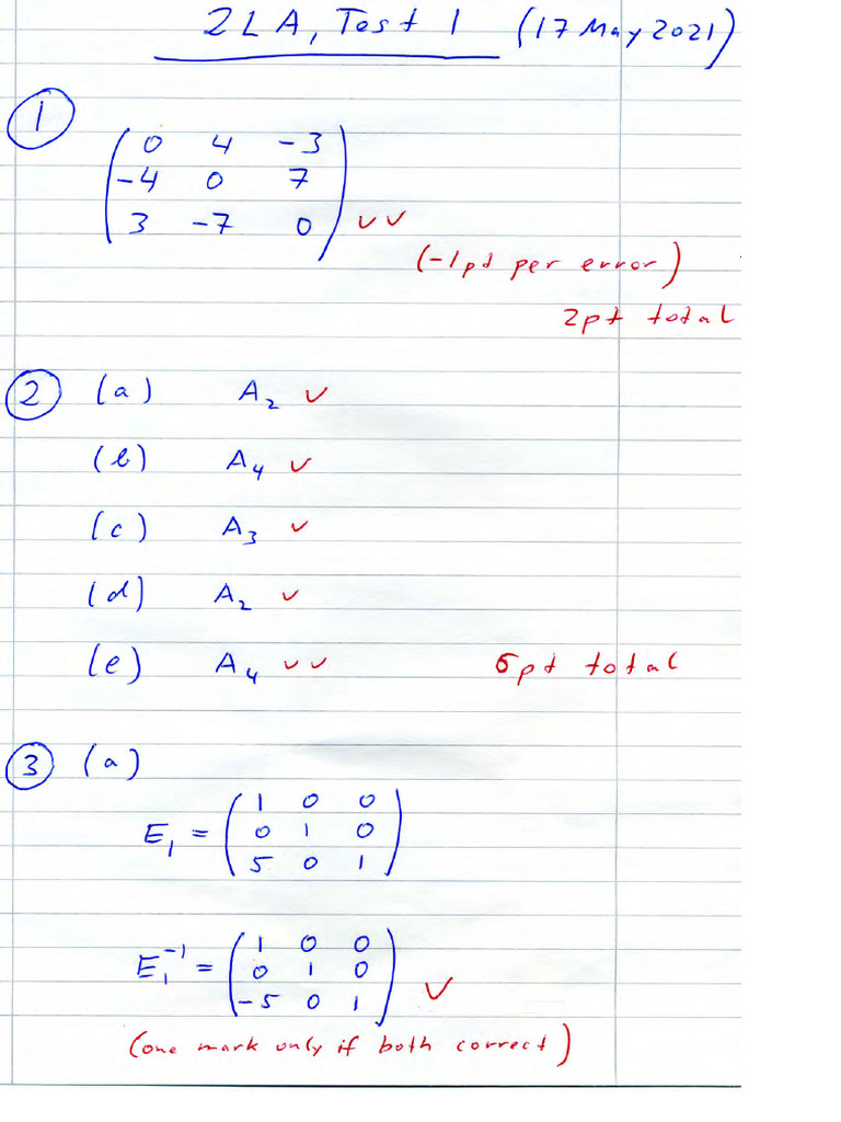 2021 - Test 1 - Solutions | PDF