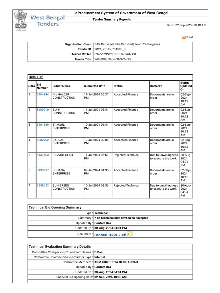 eProcurement System of Government of West Bengal | PDF