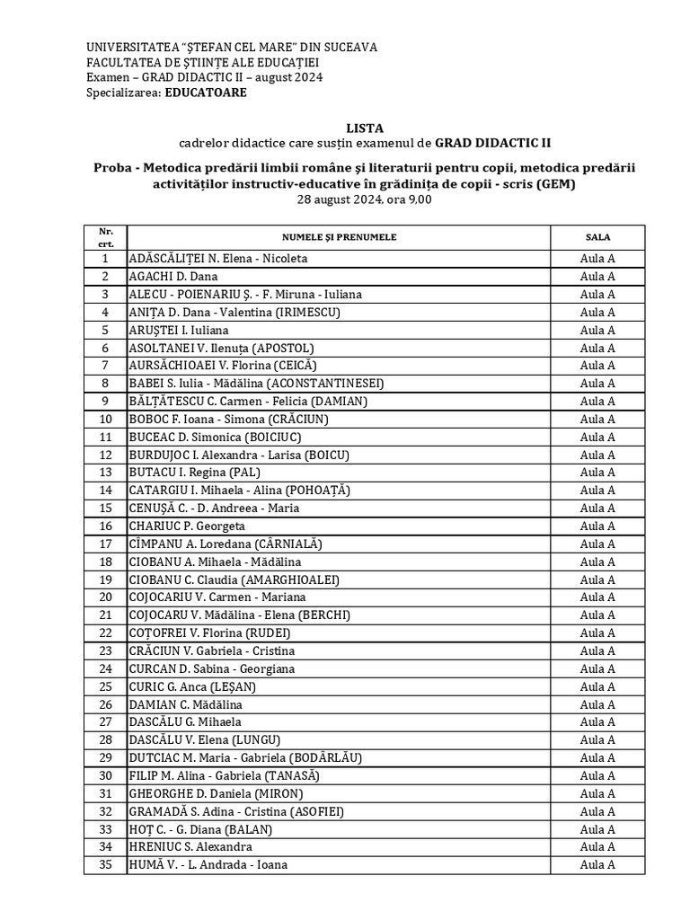 Educatoare Planificare-P1 28.08.2024 | PDF