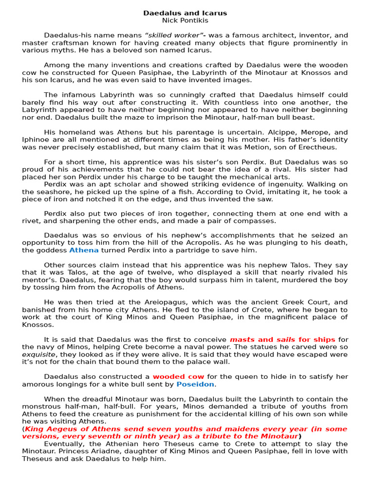 Daedalus and Icarus | PDF