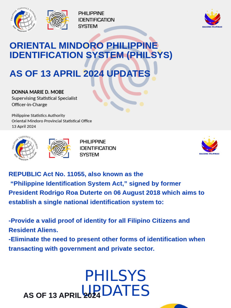 Oriental Mindoro PhilSys Updates 2024 | PDF | Identity Document ...