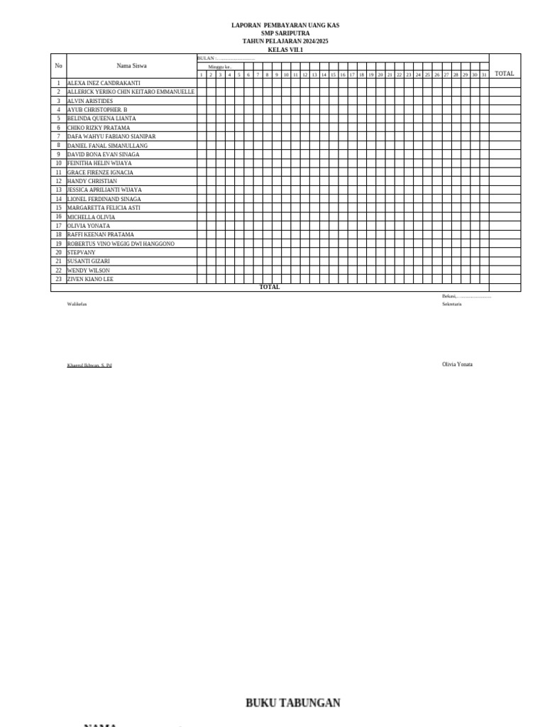 Laporan Kas Dan Tabungan | PDF