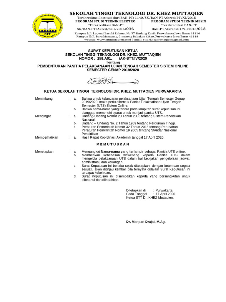 SK Panitia UTS Online | PDF