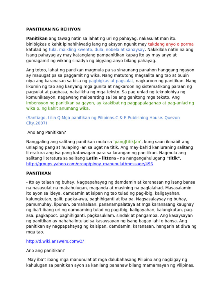 Ilg-Panitikan NG Rehiyon | PDF