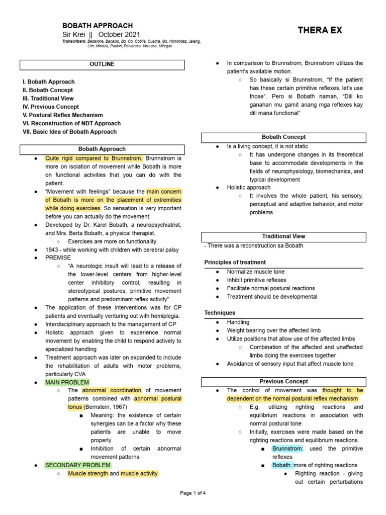 10 Bobath Approach Notes Merged | PDF