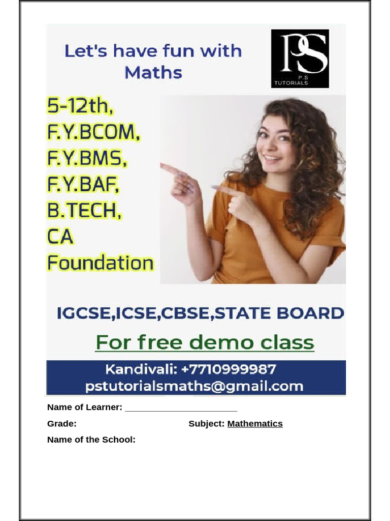 IG 7th Maths 2023 New | PDF