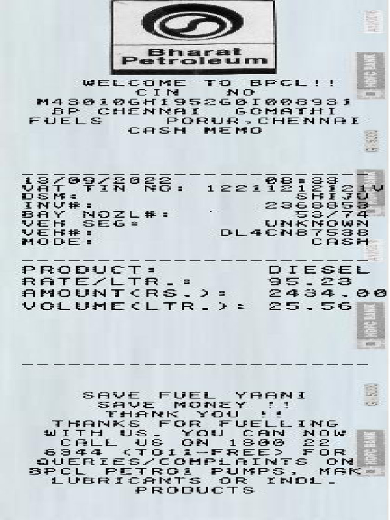 Fuel Bill Receipt September | PDF