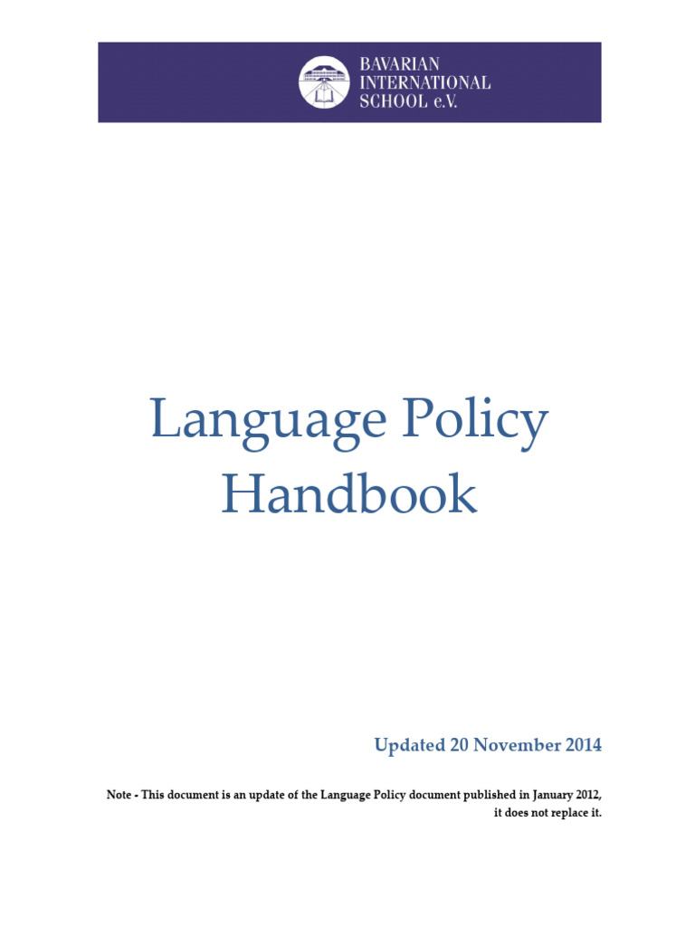 Handbook - Language Policy | PDF