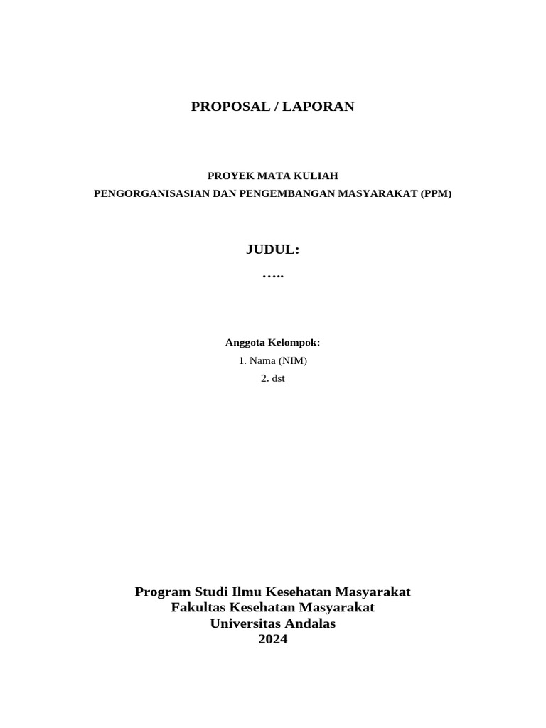 Template Proposal Dan Laporan Proyek PPM | PDF