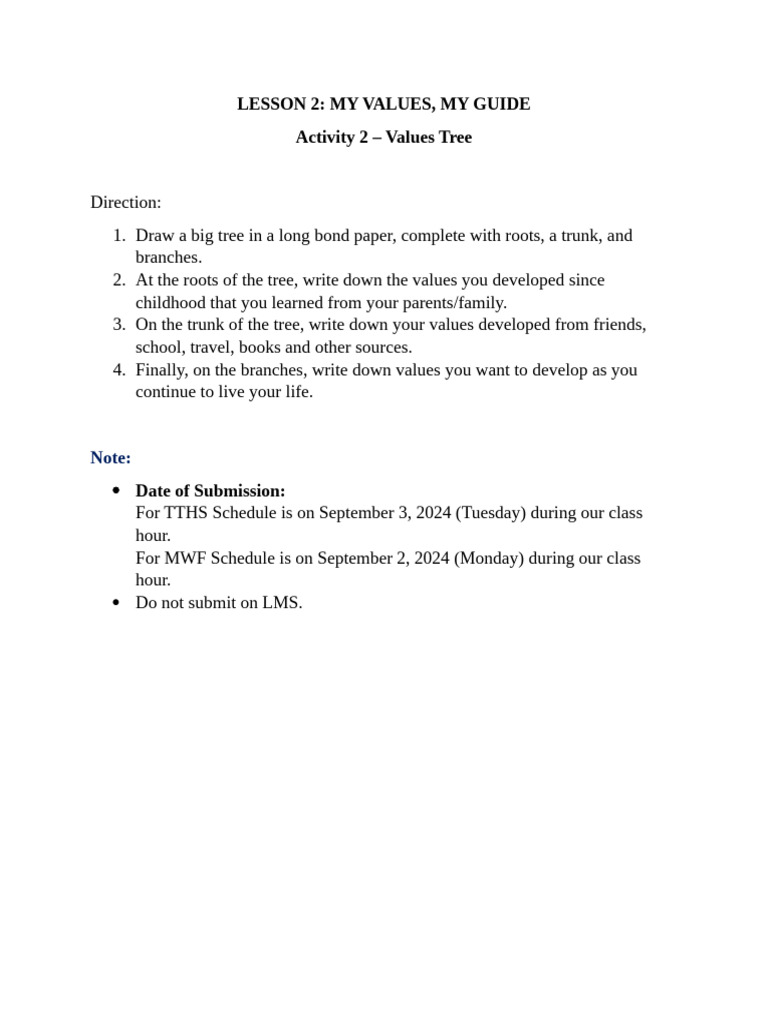 Lesson 2 (My Values, My Guide) | PDF