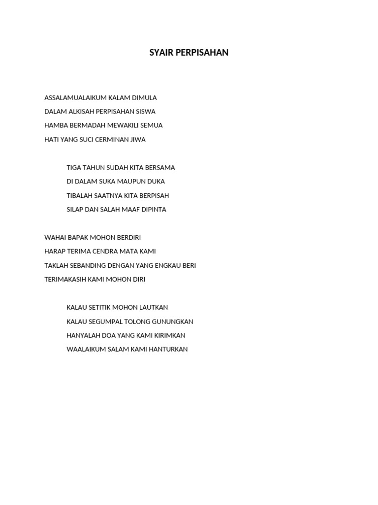 Syair Perpisahan | PDF