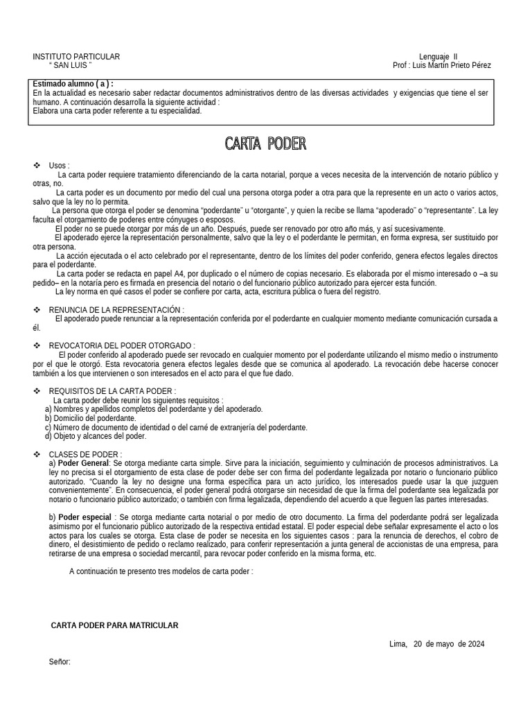 La Carta Poder | PDF