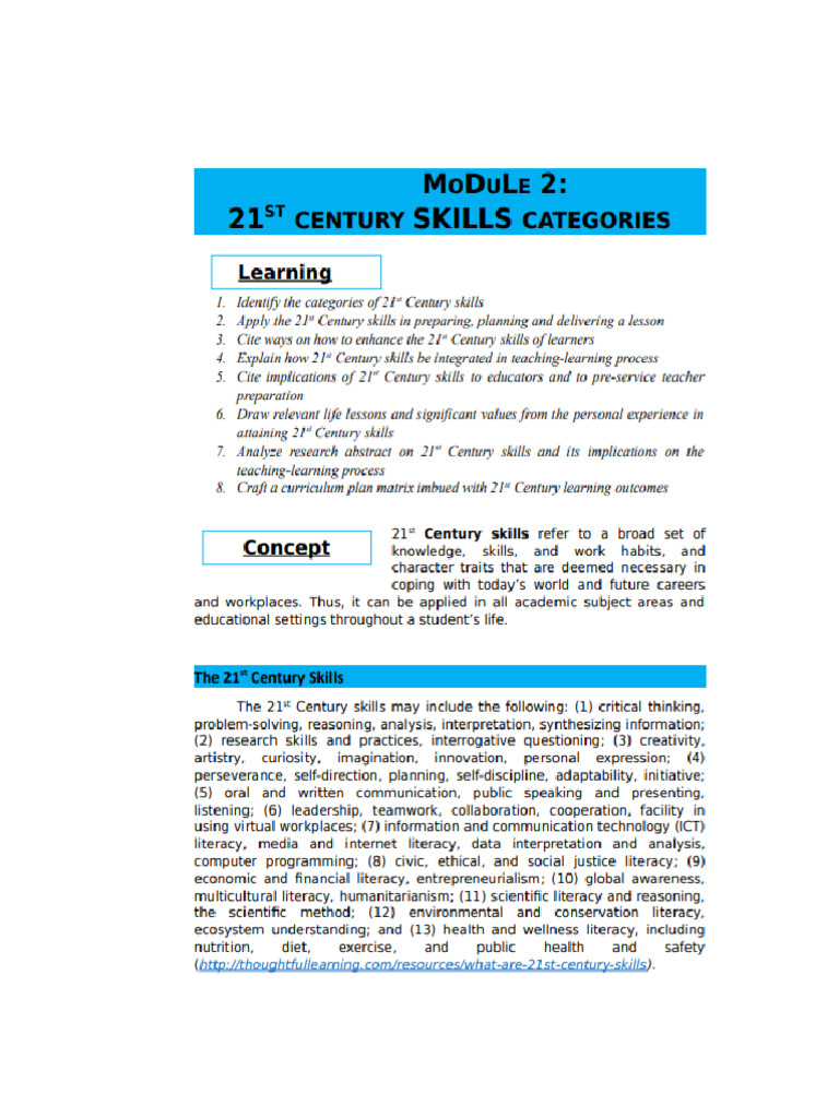 Module 2. 21st Century Skill Categories | PDF