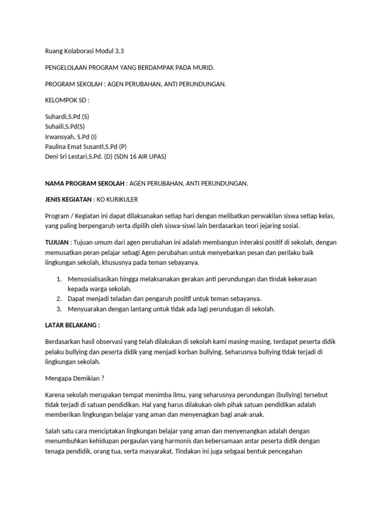 Ruang Kolaborasi Modul 3.3 Bullying Oke Sip Am | PDF