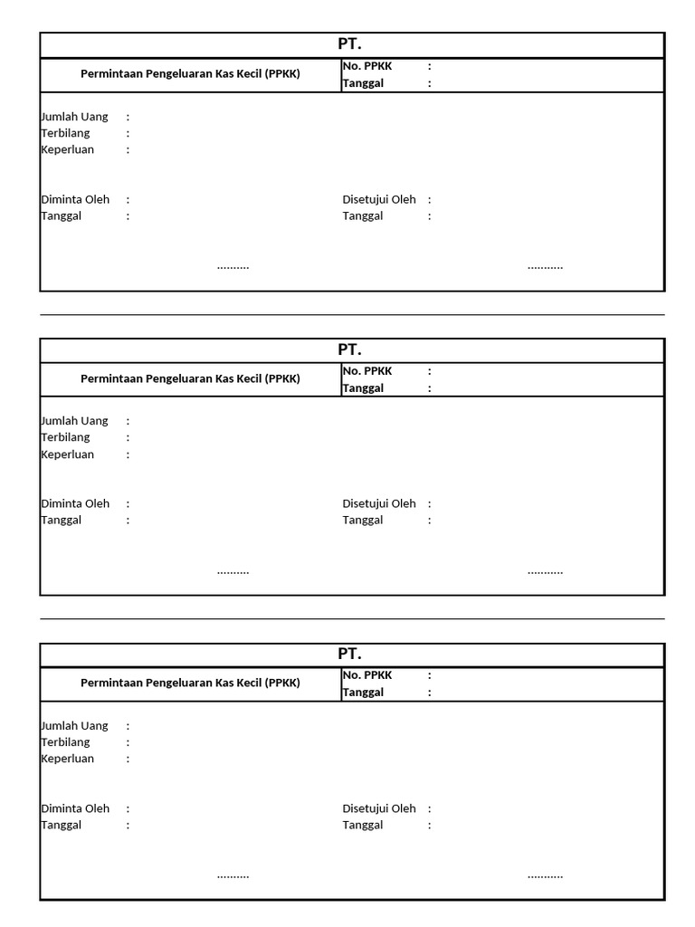Form-Form Kas Kecil Vera | PDF