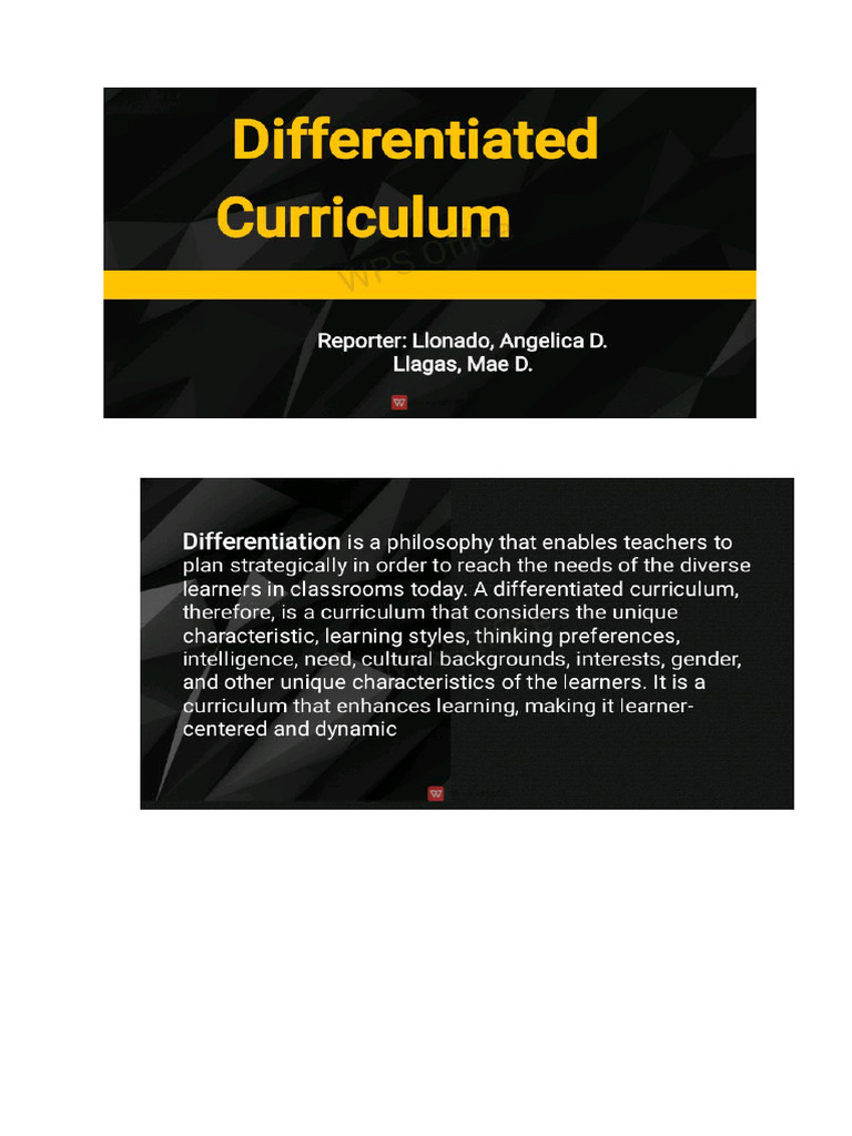 Differentiated Curriculum | PDF