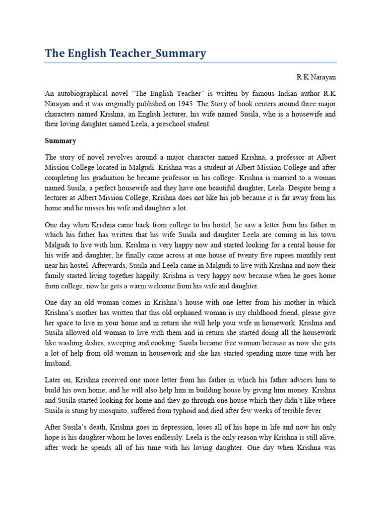 The English Teacher_Summary | PDF