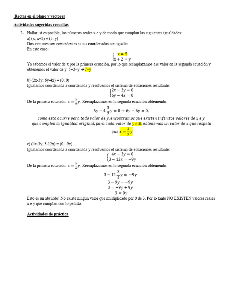 Ejercicios Resueltos Vectores y Rectas | PDF