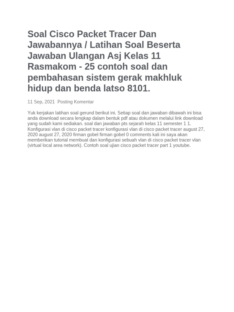 Soal Cisco Packet Tracer Dan Jawabannya | PDF
