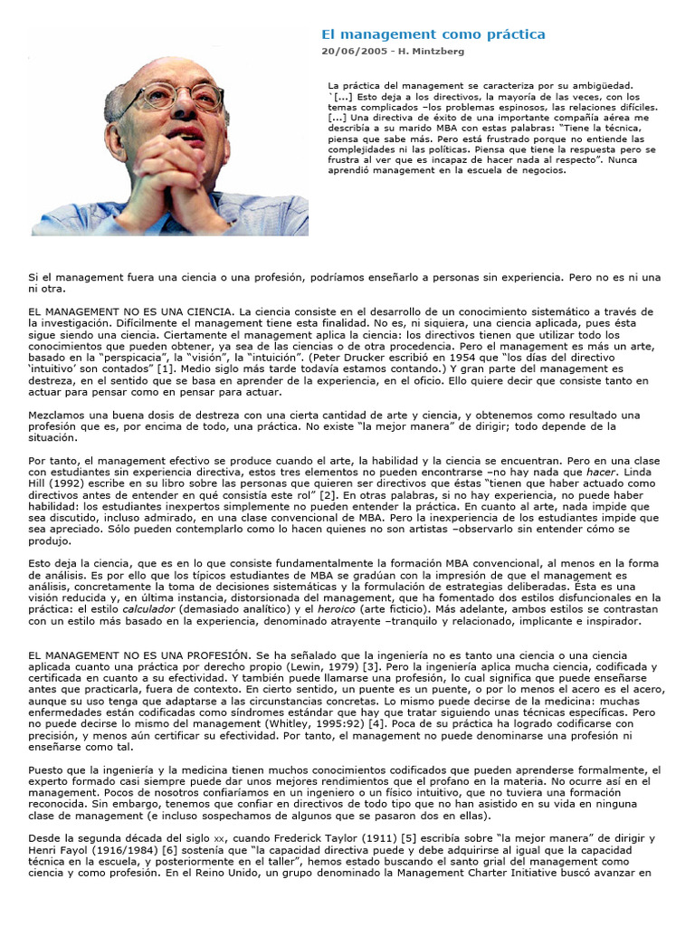 Public Mintzberg Managers Not MBA | PDF