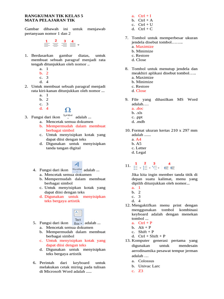 Rangkuman Pas Tik Ii Kelas 5 | PDF