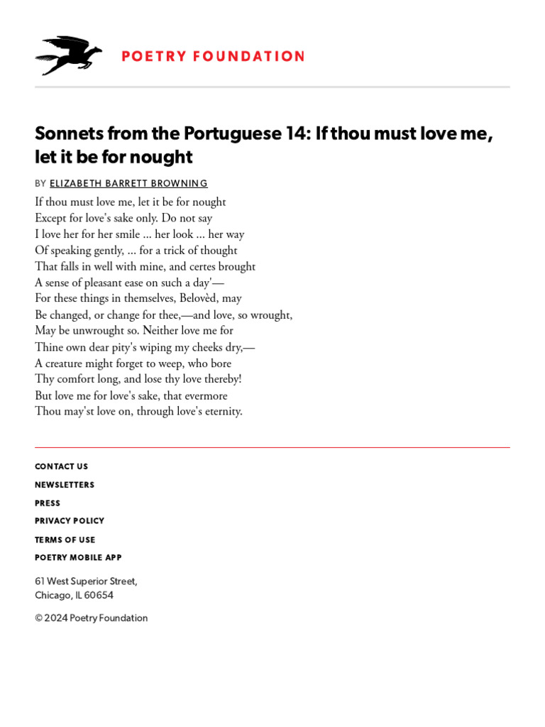 Sonnets from the Portuguese 14_ If thou must love… _ Poetry Foundation ...