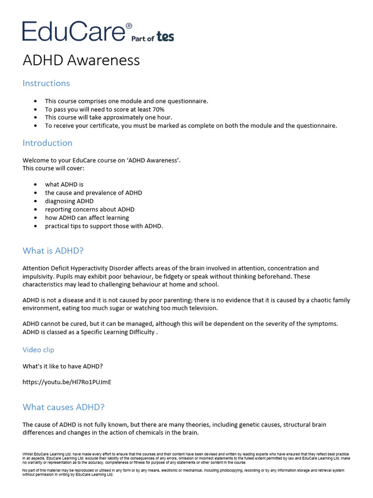 ADHD Awareness | PDF