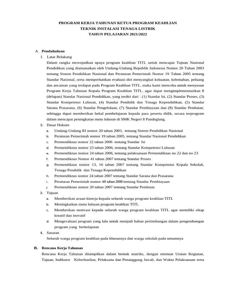 Program Kerja Kaprog TBSM 2021-2022 | PDF