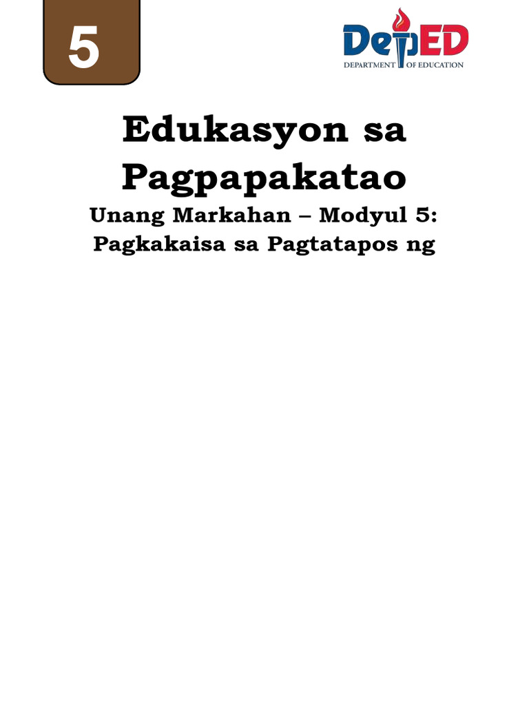 EsP5 Q1 Mod5 PagkakaisaSaPagtataposNgGawain v2 | PDF