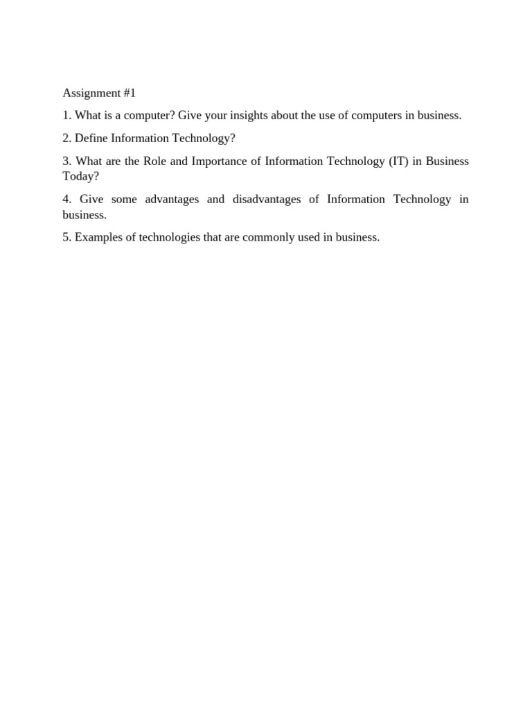 Computer Application in Business Assignment No. 1 | PDF
