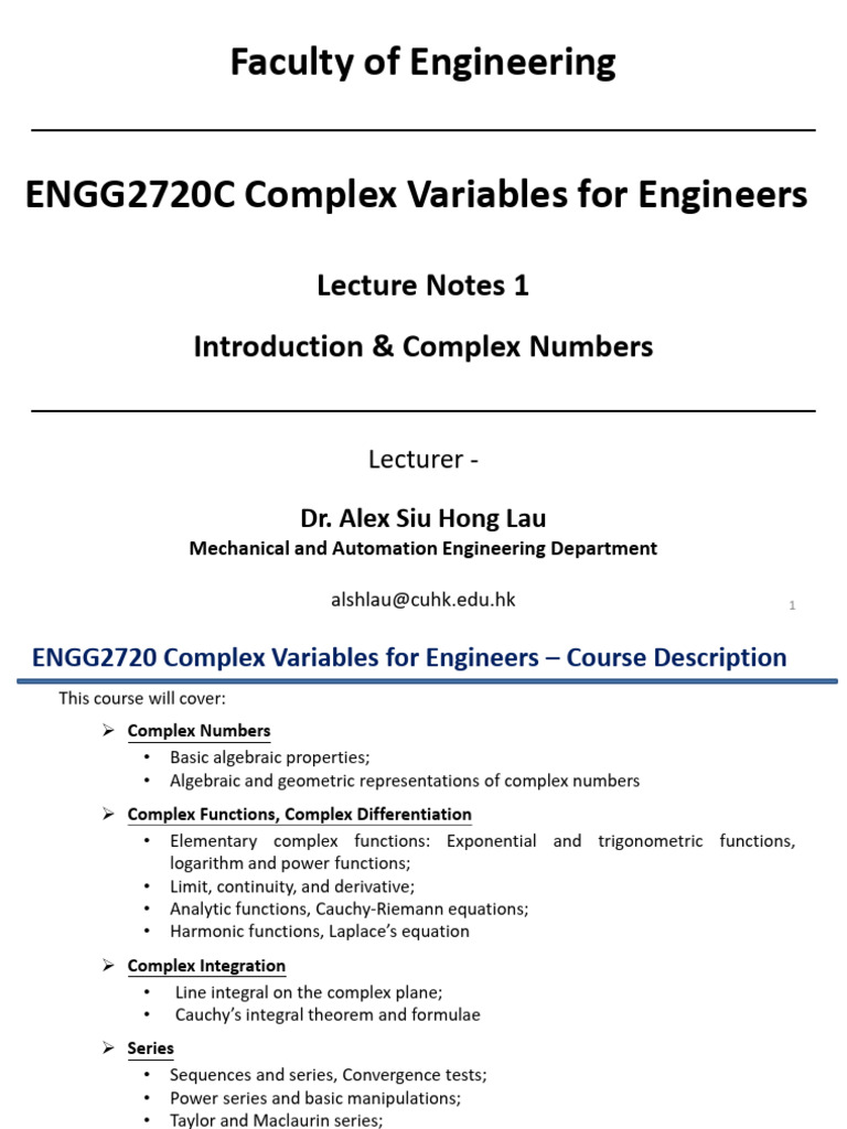 ENGG 2720 Lecture 1 Introduction Z Student Version | PDF