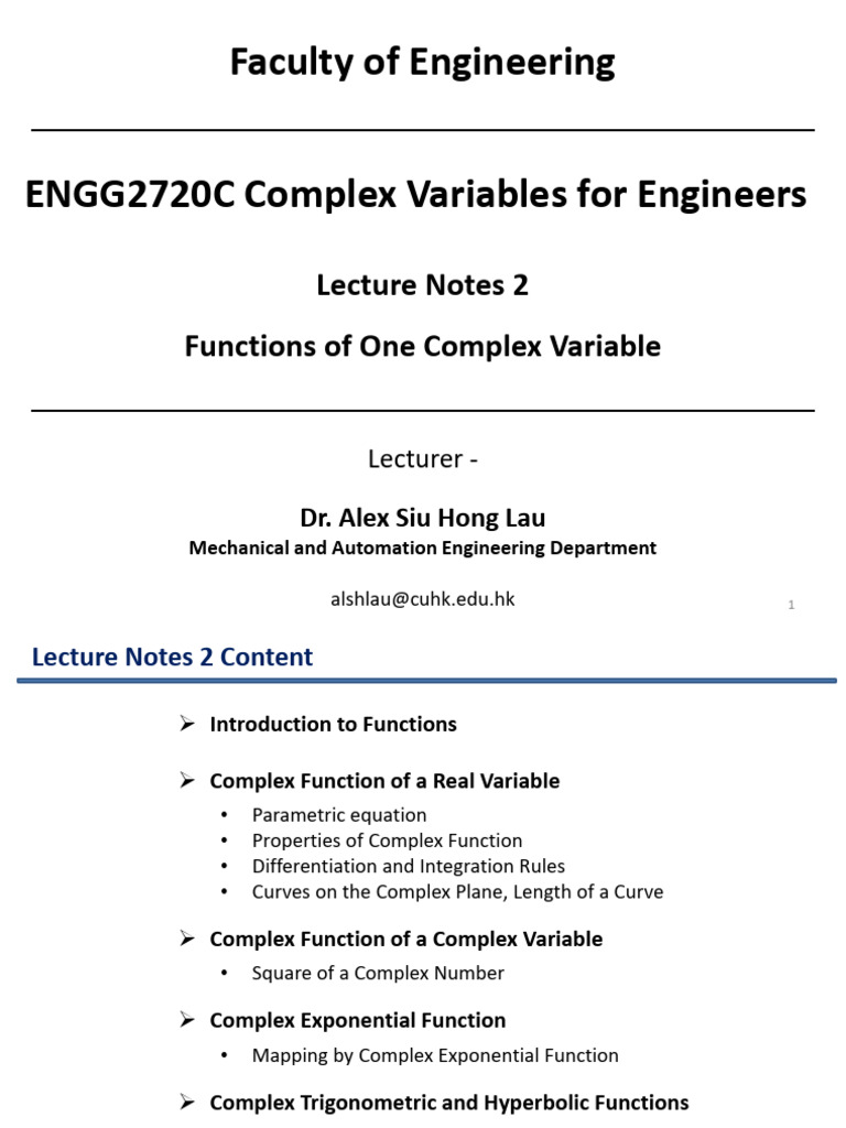 ENGG_2720_Lecture_2_Complex_Fn_Student_Version | PDF