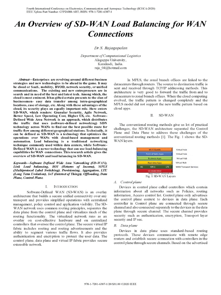 An Overview of SD-WAN Load Balancing For WAN Connections | PDF