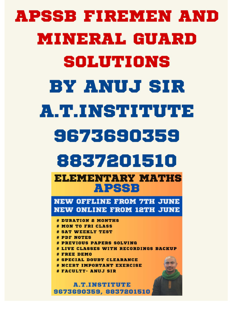 Apssb Firemen Maths Solved by Anuj Sir-1 | PDF