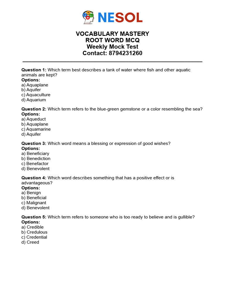 Root Word Top 12 - Reinforcement Exercise | PDF