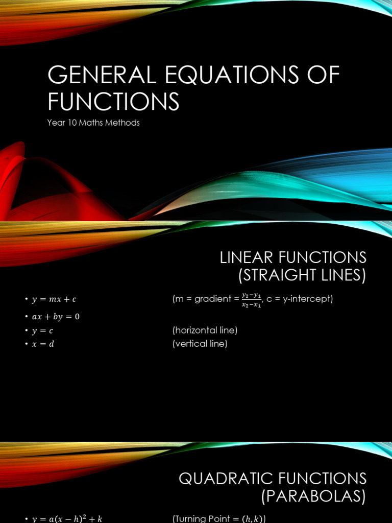 General Equations of Functions | PDF